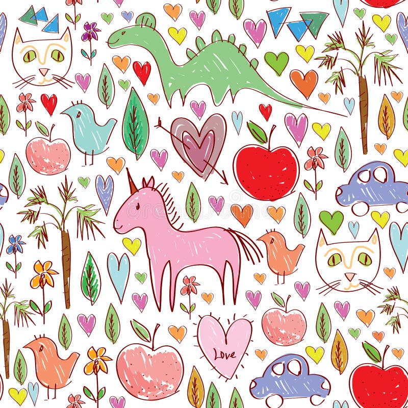 Girls Birthday Pink Seamless Pattern with Animals Stock Vector ...