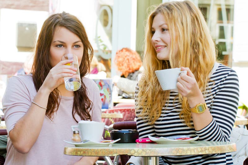 Girls in a cafe stock photo. Image of girlfriends, attractive - 41232636