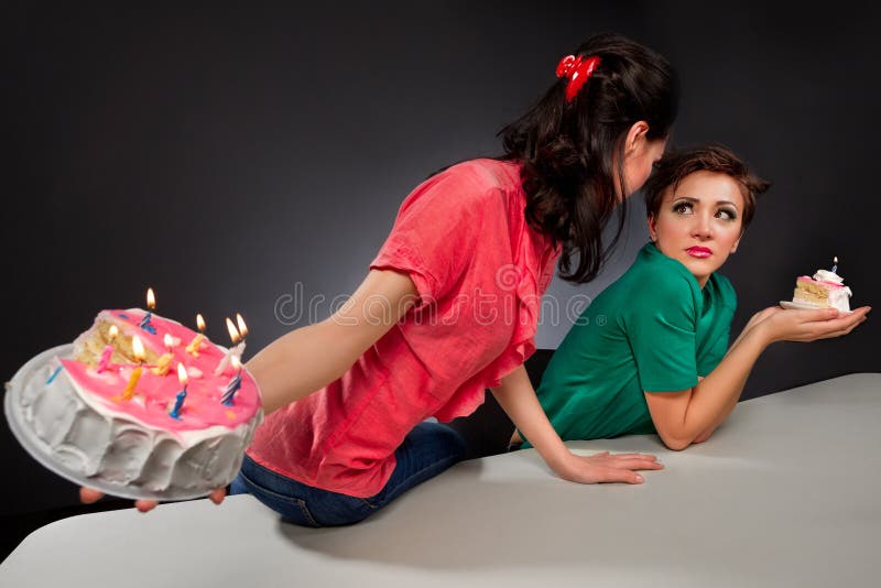 Girls with cake. stock photo. Image of brown, creative - 29292986