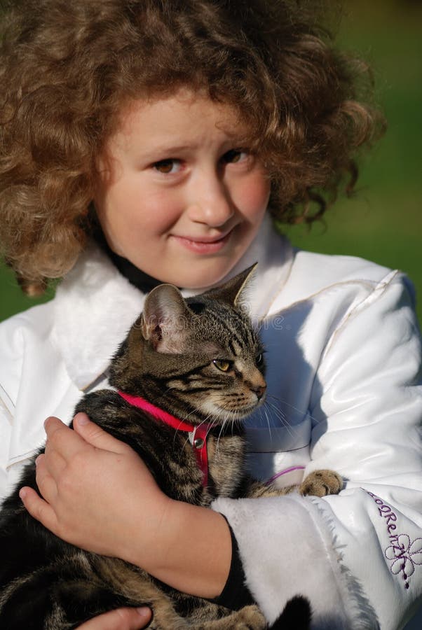 Girls cat stock image. Image of love, girls, expression - 7202233