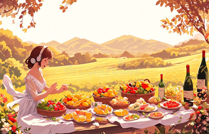 The Girls are Celebrating a Bountiful Harvest. AI Generated Stock ...