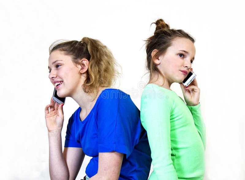 Girls on Cell Phones stock photo. Image of napkins, girl - 38966298