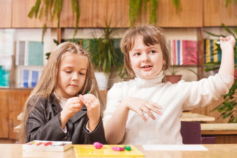 Girls on classroom stock image. Image of creativity, encouragement ...