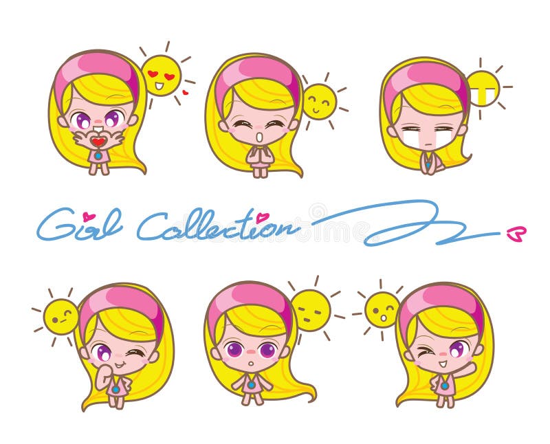 Girls Collection Set, Vector and Illustrations Stock Illustration ...