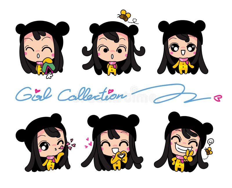 Girls Collection Set, Vector and Illustrations Stock Vector ...