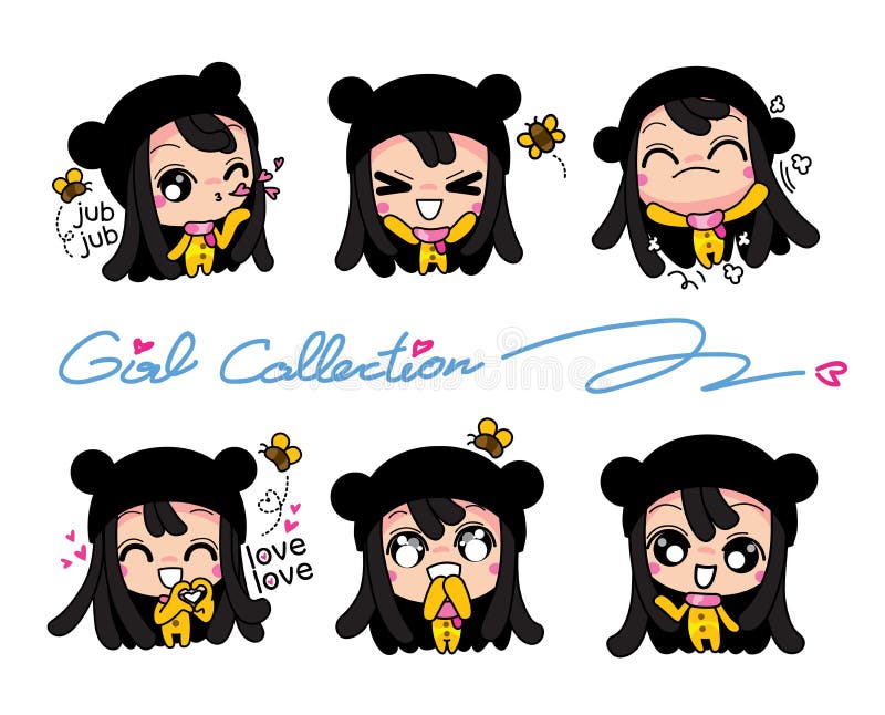 Girls Collection Set, Vector and Illustrations Stock Vector ...