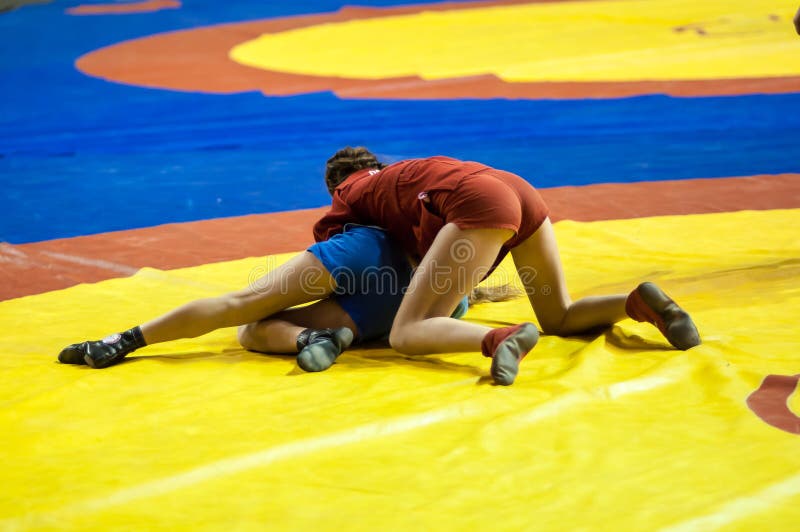 Girls compete in Sambo editorial stock photo. Image of costume - 50363118