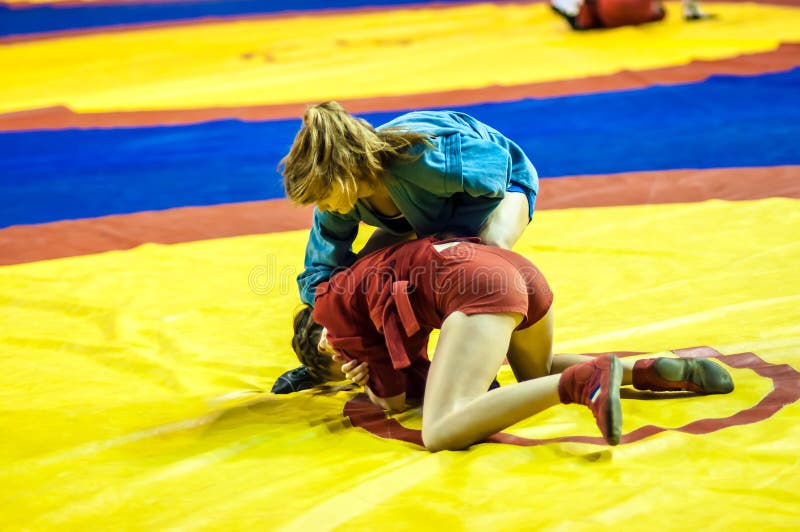 Girls compete in Sambo editorial stock image. Image of girl - 50363139