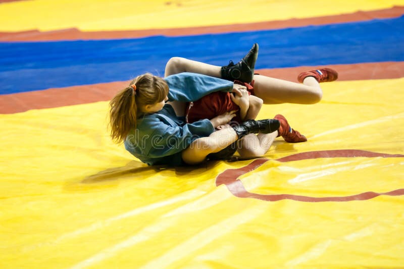 Girls compete in Sambo editorial photo. Image of fighter - 50363146