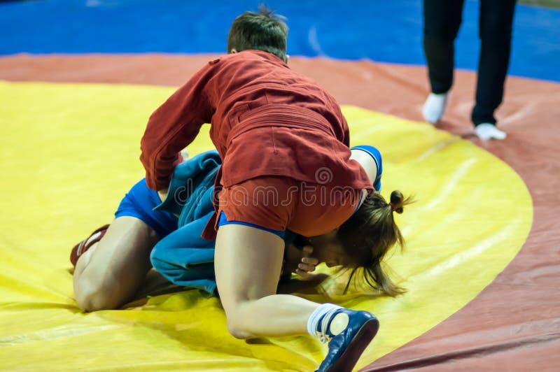Girls compete in Sambo editorial stock photo. Image of medal - 50363148