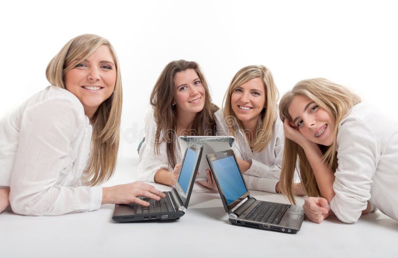 Girls and computers stock photo. Image of looking, watch - 51577898