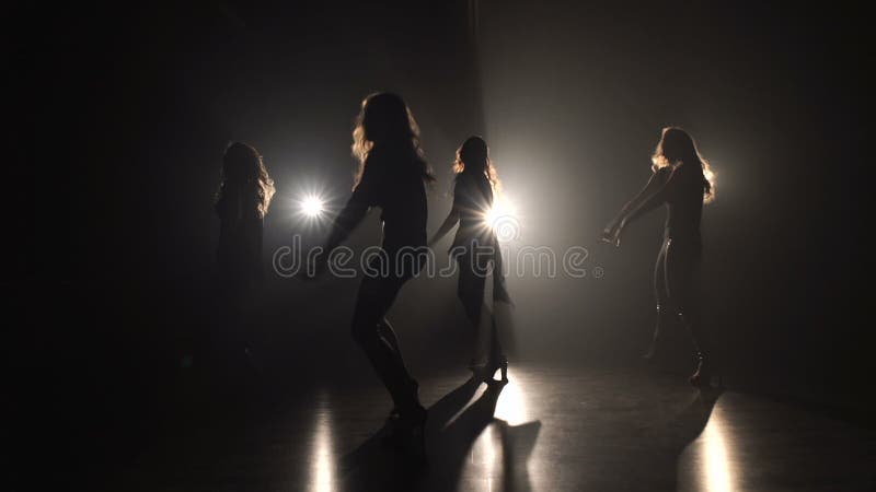 Girls dancing. backlight stock footage. Video of woman - 68656258