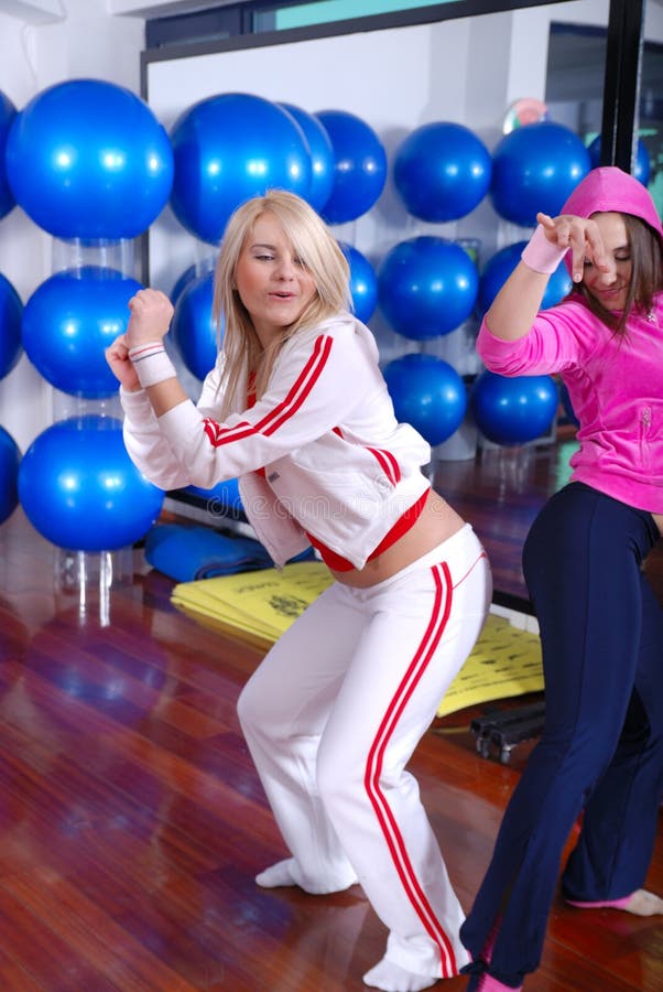 Girls Dancing in a Fitness Studio Stock Image - Image of human, ball ...