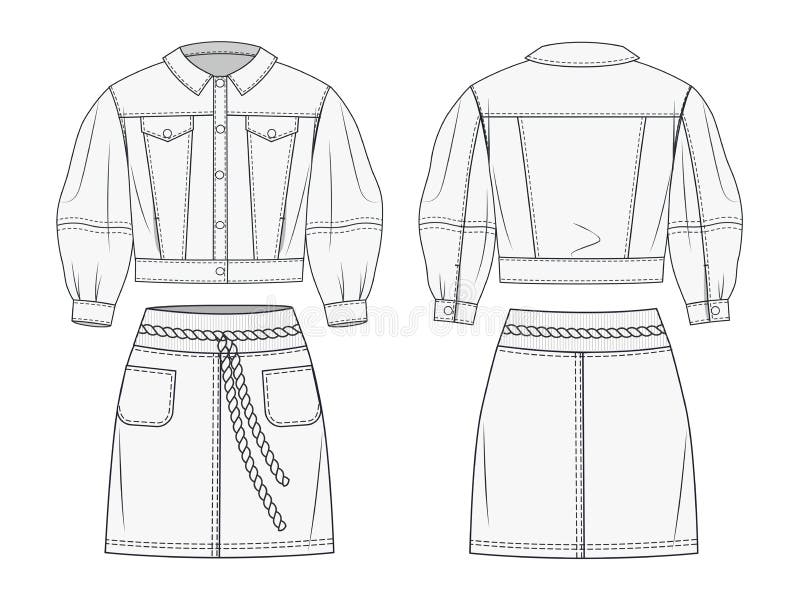 Womens Denim Jacket Template Stock Illustrations 141 Womens Denim