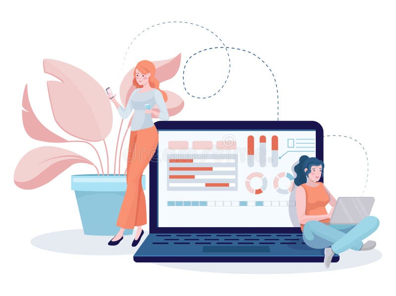 Girls Developing Websites and Mobile Apps on Laptop and Smartphone ...