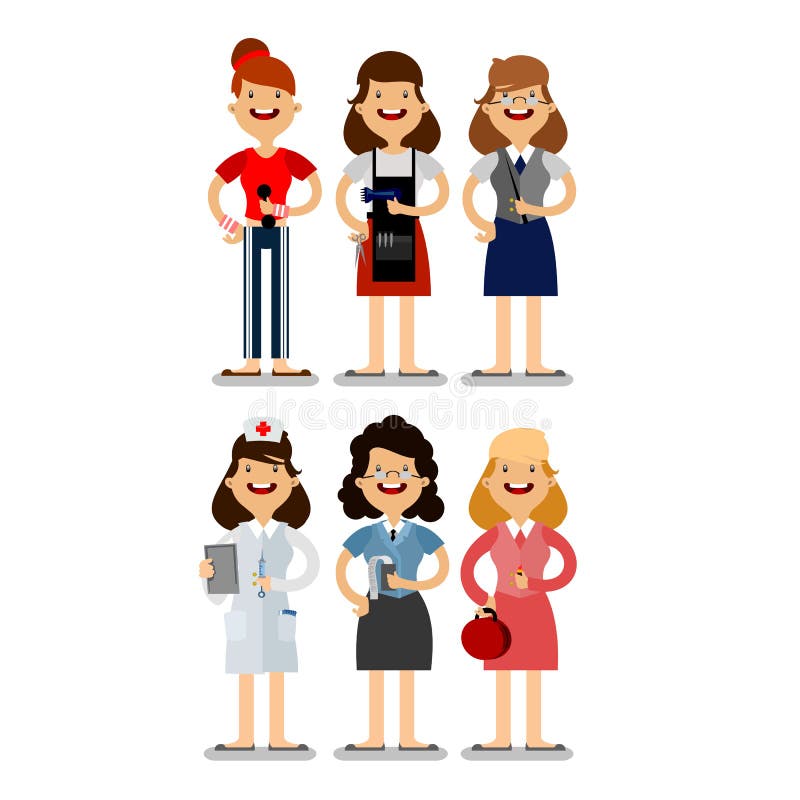 Girls Of Different Professions Stock Vector - Illustration of ...