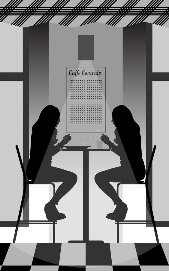 Girls dinner in the cafe stock vector. Illustration of romantic - 83122684