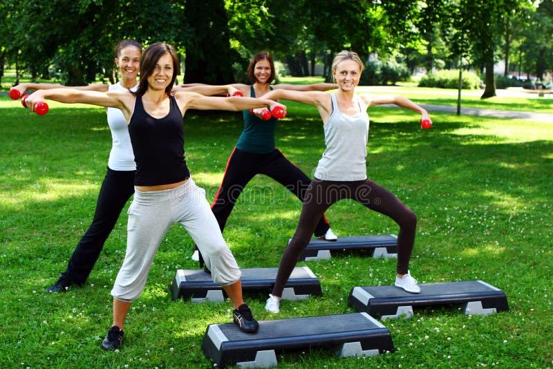 Girls Doing Fitness Exercises Stock Photo - Image of girl, sport: 18343526