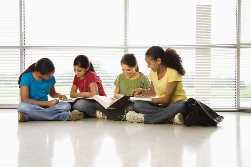 Girls doing homework. stock image. Image of crossed, filipino - 3421523
