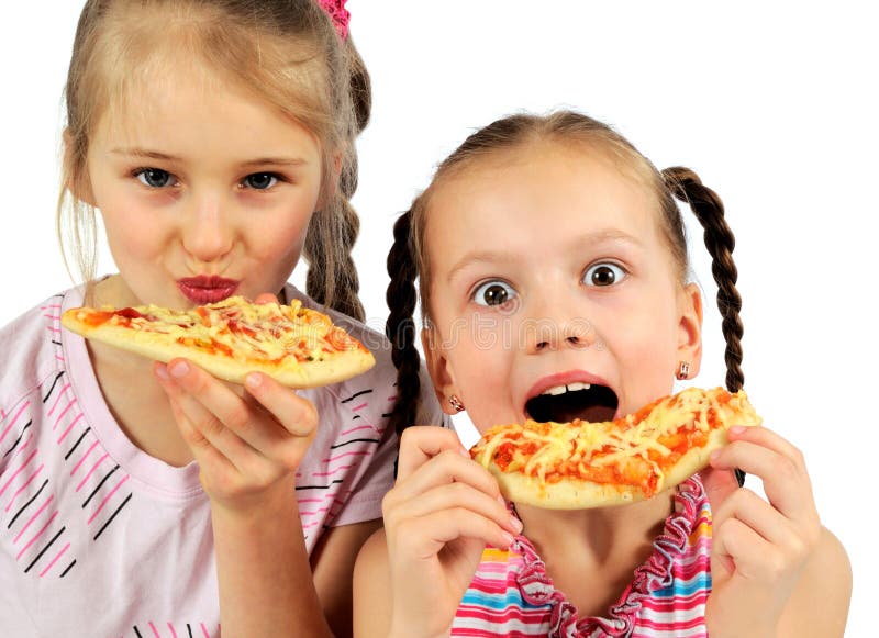 Girls eating pizza stock image. Image of lunch, circle - 20435221