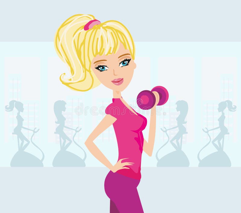 Girls exercising in a gym stock vector. Illustration of attractive ...