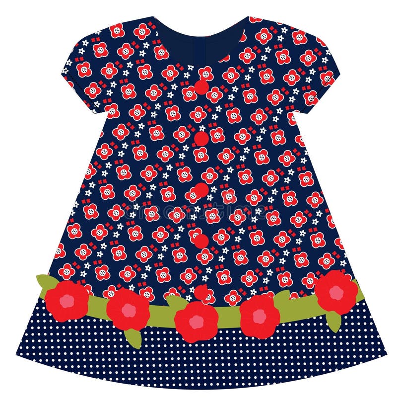 Girls Frocks Print Vector Art Stock Vector - Illustration of shirt ...