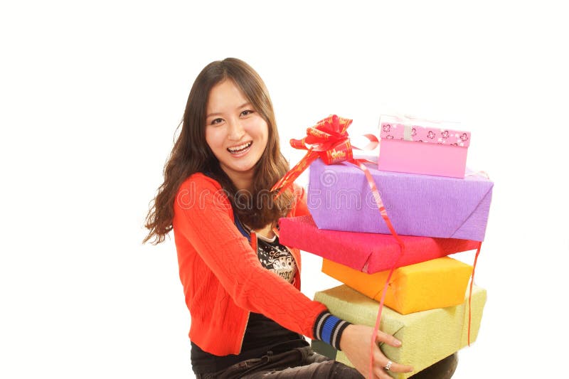 Girls gift stock image. Image of happiness, hair, orient - 12992609
