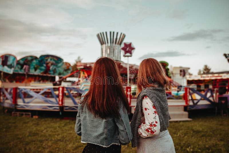 Girls going to tivoli fair stock image. Image of blond - 125173029