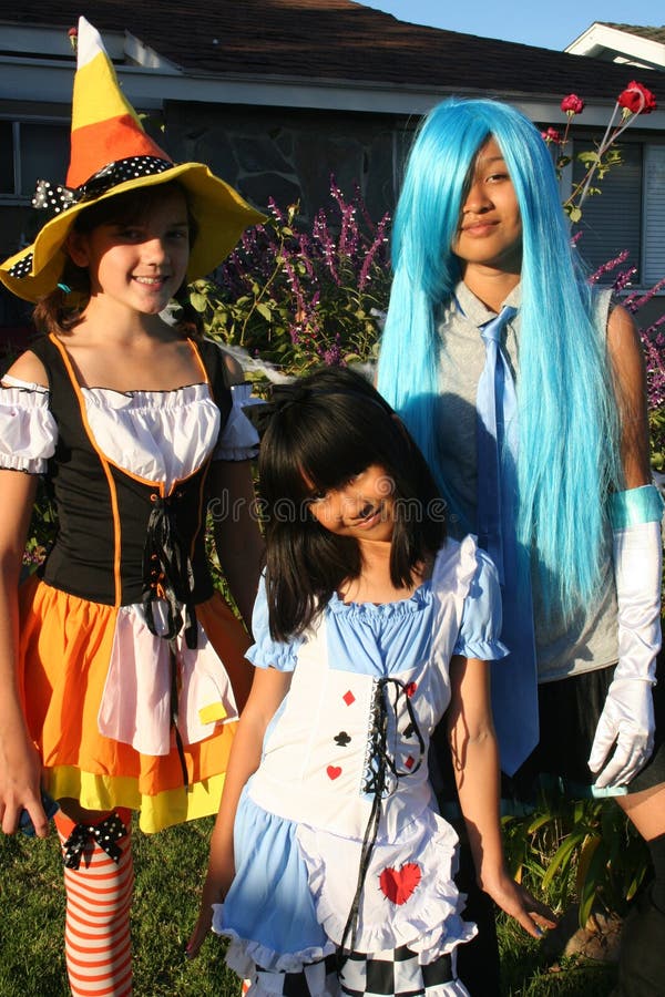 Girls in Halloween Costumes Stock Image - Image of happy, girls: 21793513