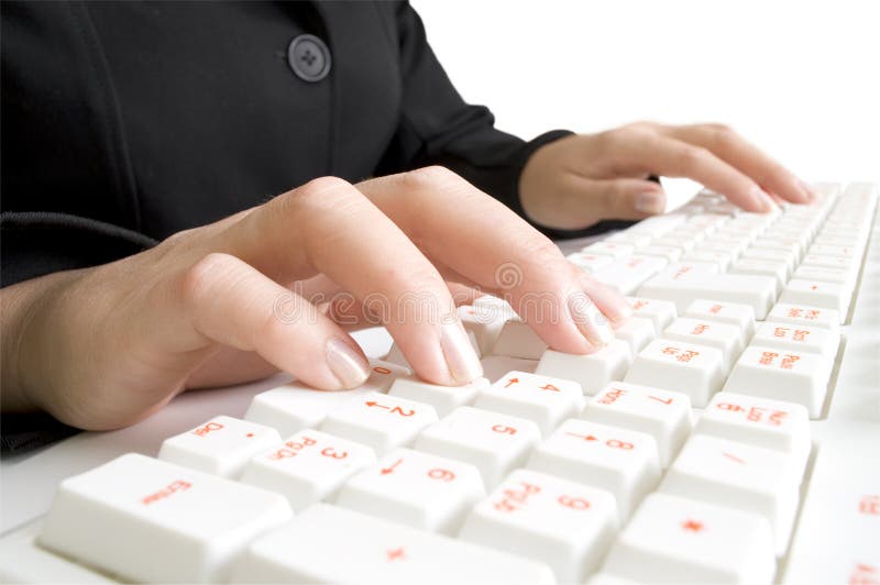 Girls Hands on the Computer Keyboard Stock Photo - Image of business ...