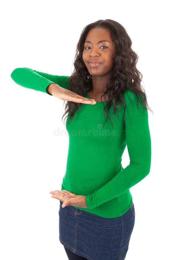 The Girls Hands are Showing a Height Stock Photo - Image of size, woman ...