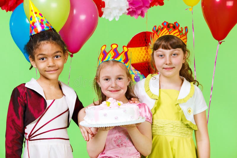Girls Holding Birthday Cake Stock Photo - Image of birthday, attractive ...