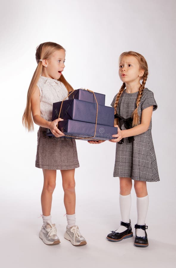 Girls are Holding Huge Boxes with Gifts Stock Image - Image of holiday ...