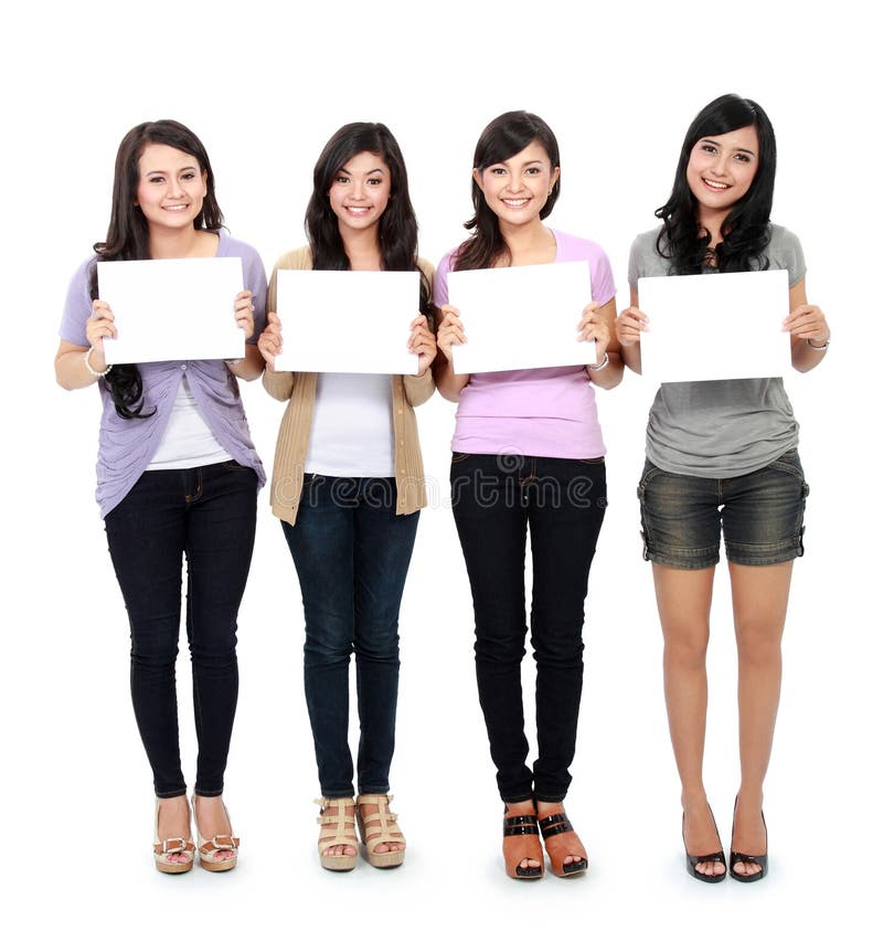 Girls holding white board stock image. Image of paper - 29396225