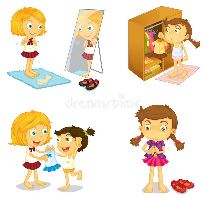 Daily Routine of a Little Girl with Light Brown Hair - Set of Eight ...