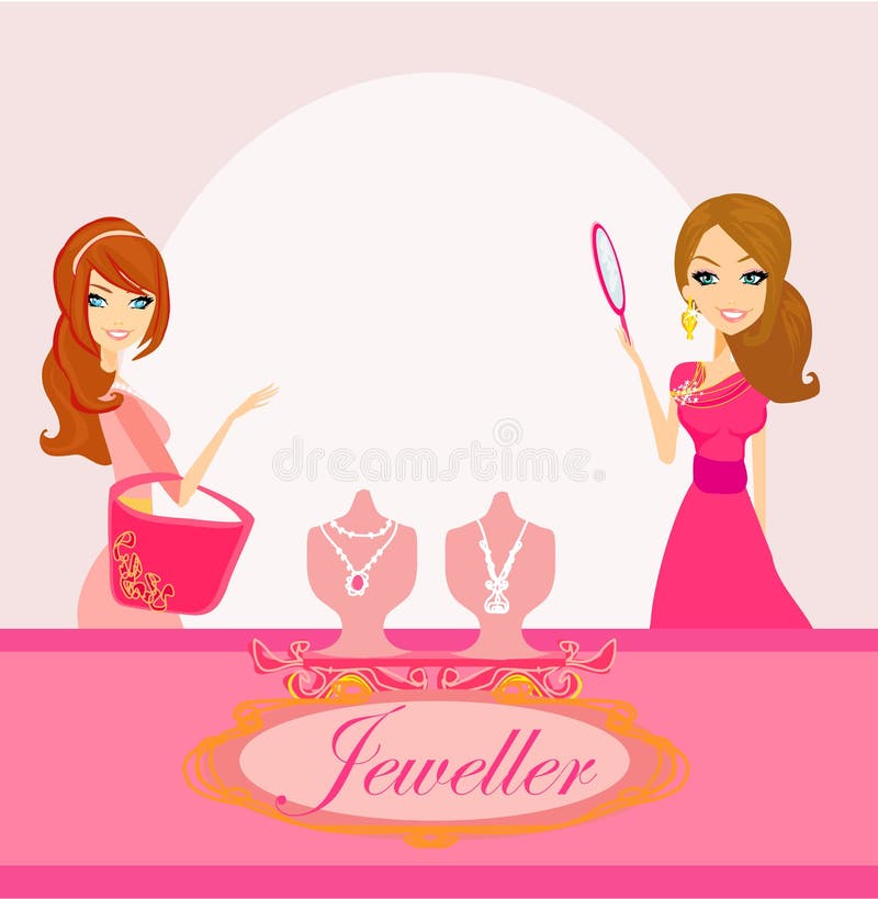 Girl at a jewelry store stock vector. Illustration of diamond - 38817163