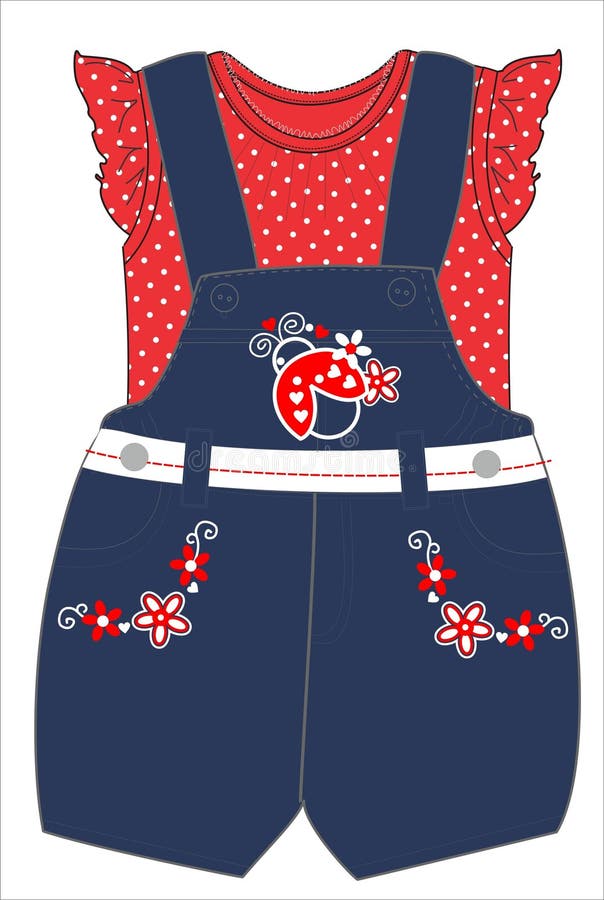 Girls Jumper Suit Hey Bee Print Vector Art Stock Vector - Illustration ...