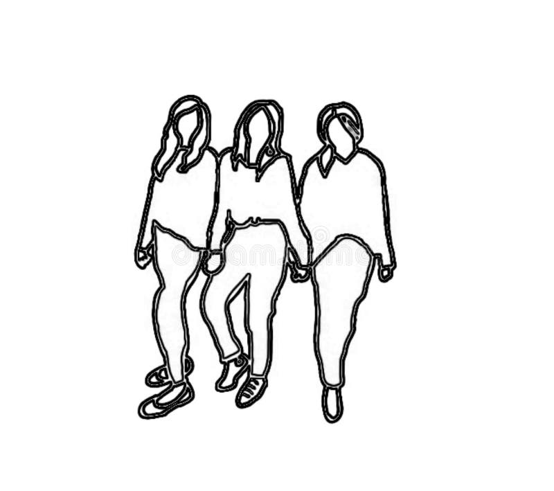 Girls line art Abstrac art stock illustration. Illustration of logo ...