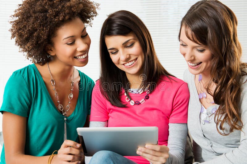 African American Student Girls Using a Laptop Computer - Black P Stock ...