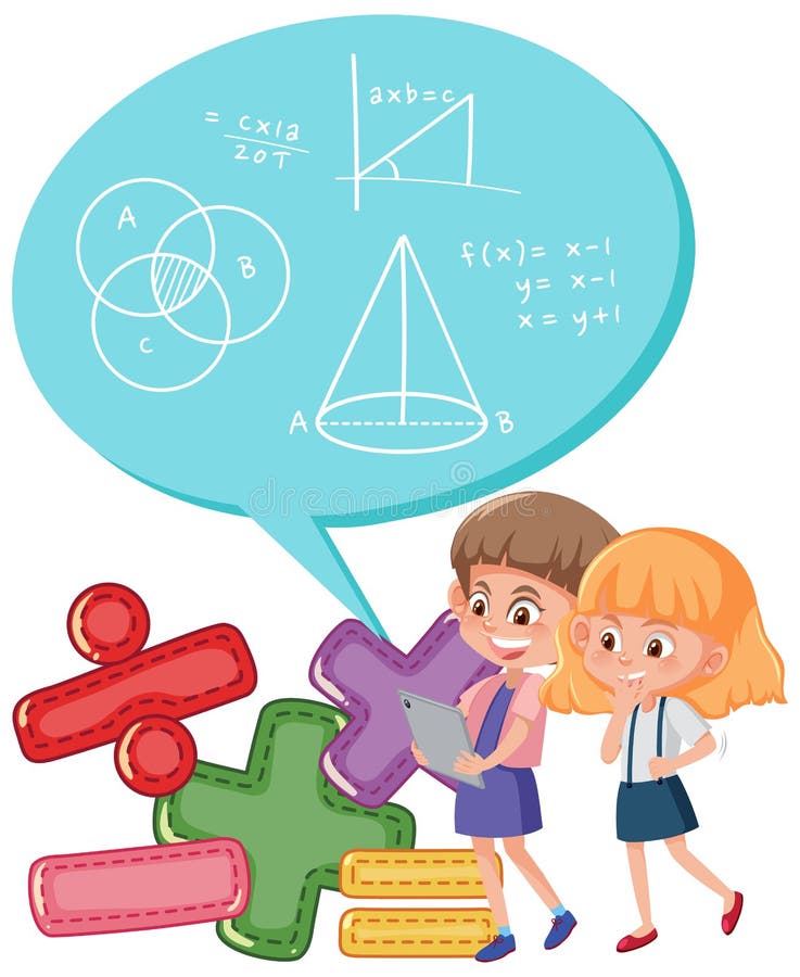 Girls with math symbols stock vector. Illustration of graph - 236990217