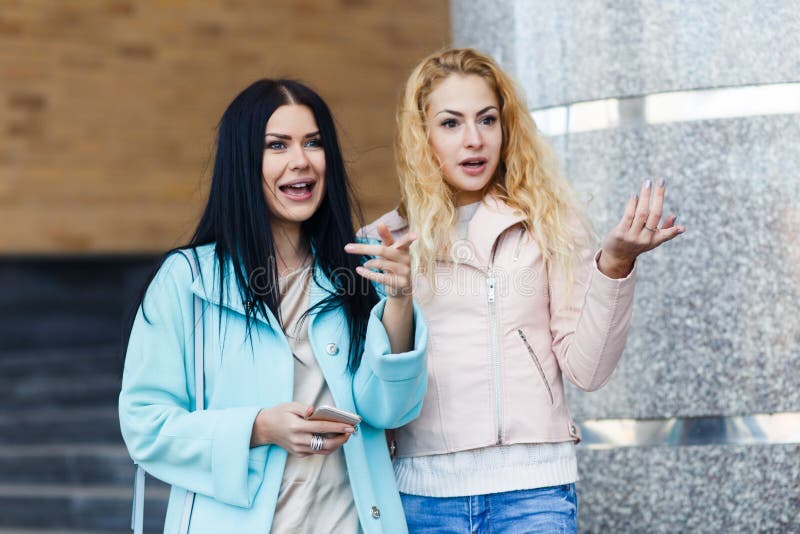 Girls Near Building in Spring Stock Image - Image of blue, outdoor ...