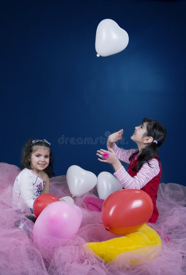 Girls Playing with Balloons Stock Image - Image of play, look: 619179