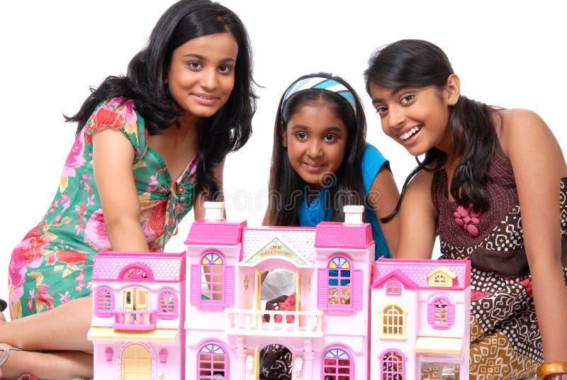Girls Playing with Doll House Stock Photo - Image of indian, indoor ...