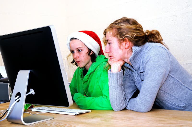Girls Playing Games On Computer Picture. Image: 7724793