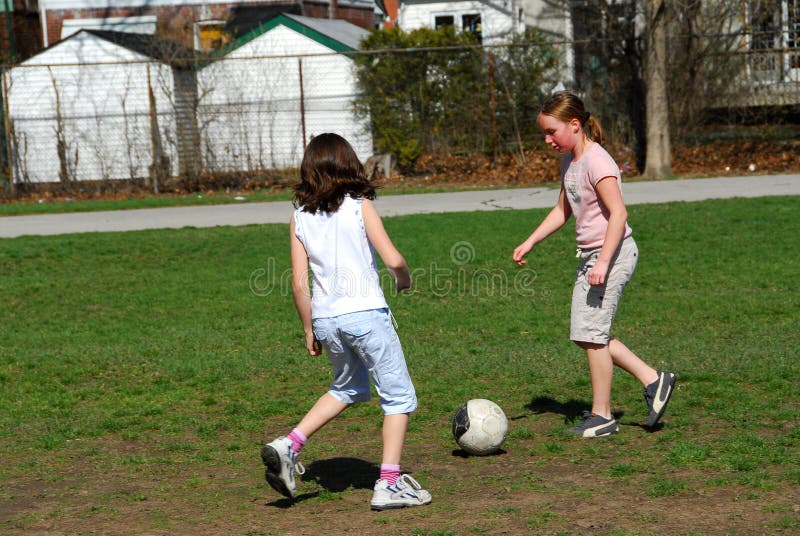 Girls playing soccer stock photo. Image of outside, active - 748230