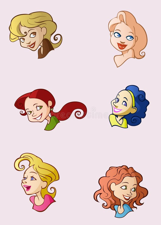Girls portraits stock vector. Illustration of cartoon - 19384414