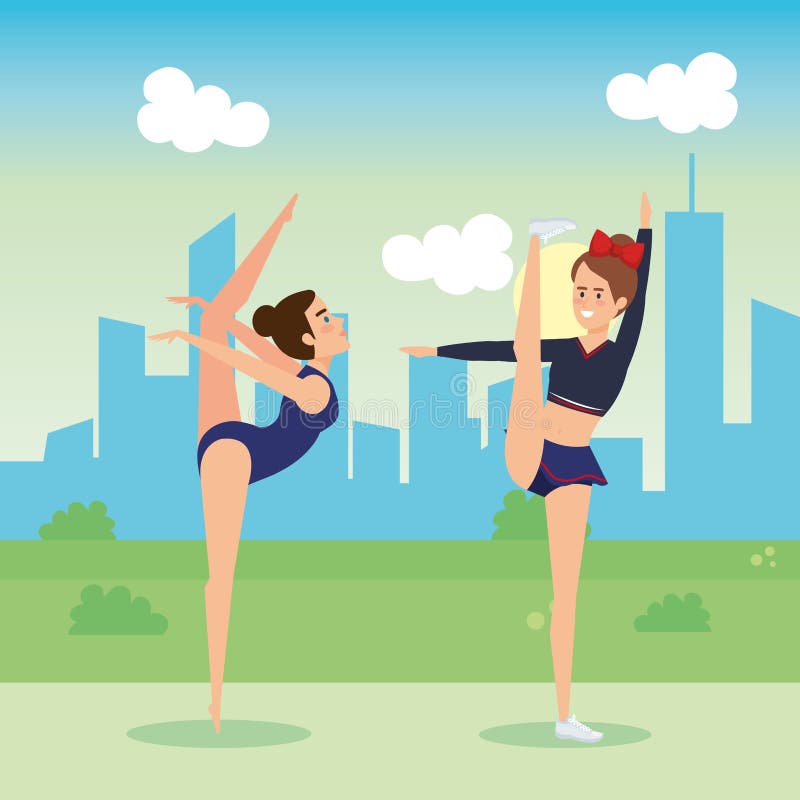 Girls Practicing Gymnastic stock vector. Illustration of girl - 76799036