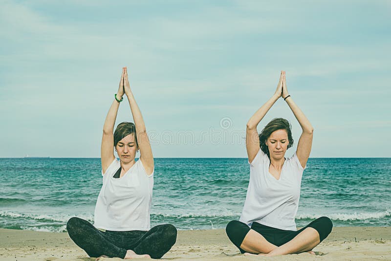 Normal Women on the Beach Smiling and Sitting on the Sand. Stock Image ...