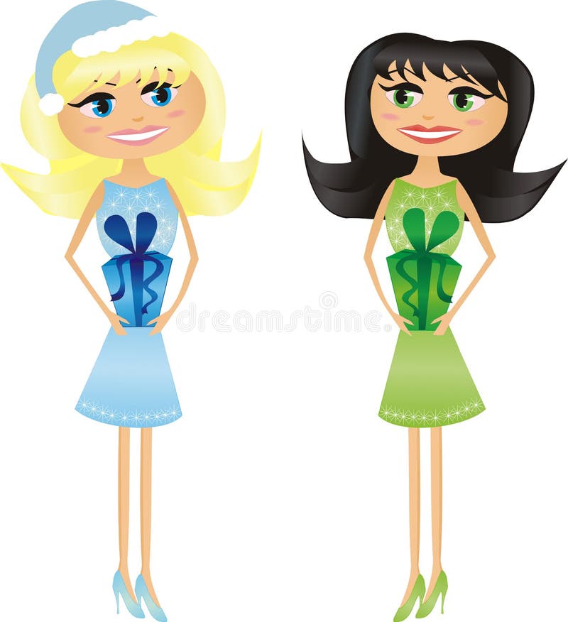 Girls and presents stock vector. Illustration of design - 11819304