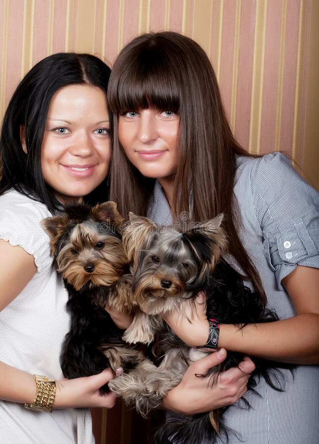 Girls with puppys stock image. Image of close, closeup - 11095941